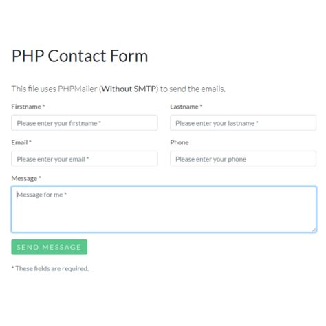 Php Contact Form Create Contact Forms Using Html And Php