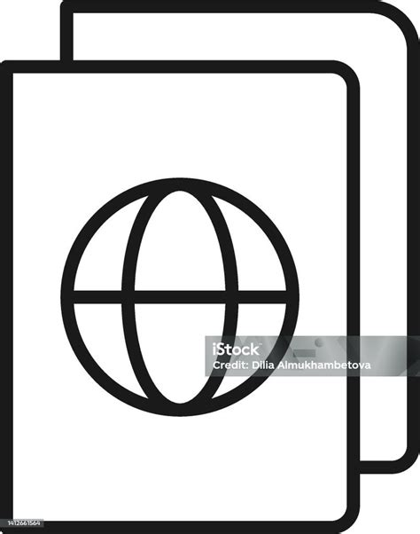 여행 관광 휴일 휴가 표지판 검은 색 얇은 선으로 그려진 최소한의 벡터 기호 편집 가능한 스트로크 티켓에 지구본의 벡터 선 아이콘 공란에 대한 스톡 벡터 아트 및 기타