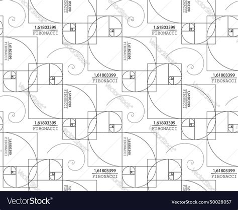 Seamless Pattern Of Fibonacci Sequence Spirals Vector Image