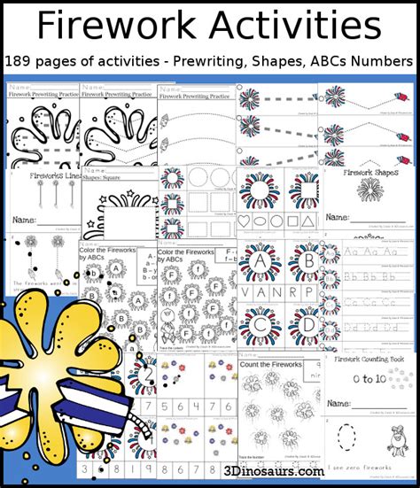 Free Firework Shape Tracing Printable 3 Dinosaurs