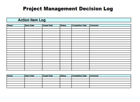 Project Management Decision Log Template Free Excel Templates