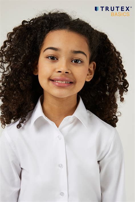 Trutex Basics Girls Regular Fit Long Sleeve Blouses 2 Pack White