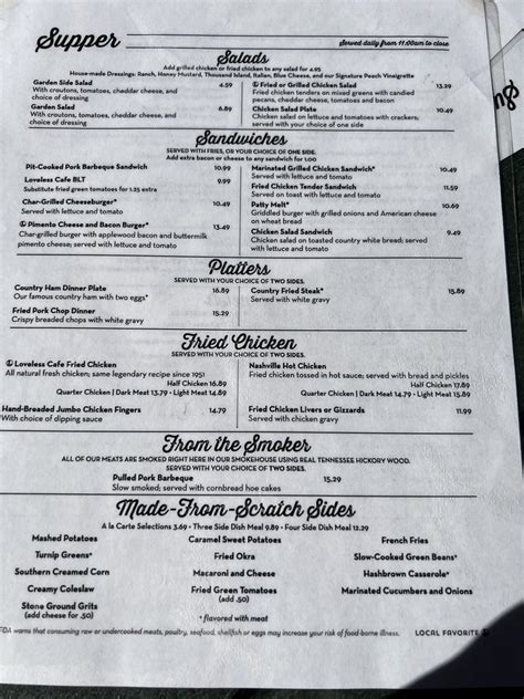 The Loveless Cafe Menu Full Menu Update 2025