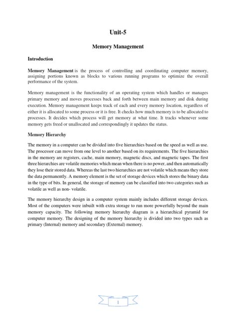 Unit 5 Memory Management Pdf Computer Data Storage Process