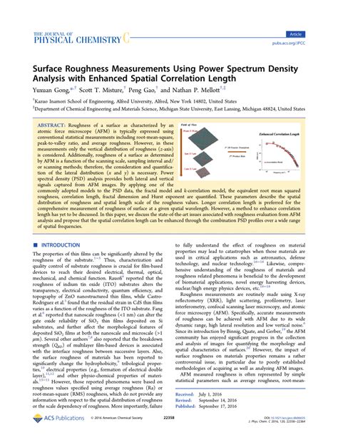 Pdf Surface Roughness Measurements Using Power Spectrum Density