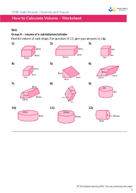 Third Space Learning How To Calculate Volume GCSE Worksheet How To Calculate Volume