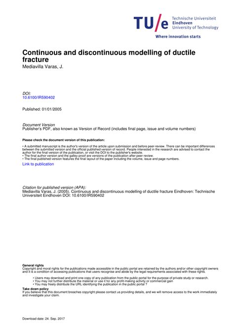 Pdf Continuous And Discontinuous Modelling Of Ductile Fracture