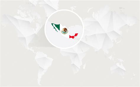 Premium Vector Mexico Map With Flag In Contour On White Polygonal