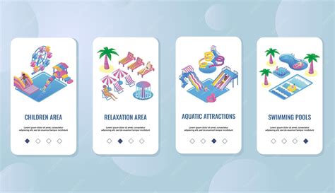 Premium Vector Waterpark Mobile App Onboarding Screens Vector Template