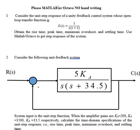 Solved 1 Please Matlab Lor Octave No Hand Writing Consider