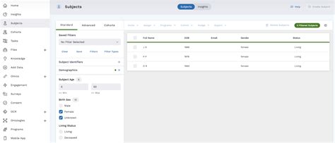 Standard Filters Lifeomic Platform Documentation