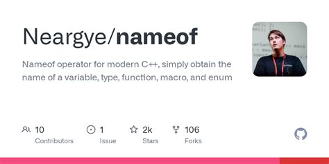 Github Neargyenameof Nameof Operator For Modern C Simply Obtain The Name Of A Variable
