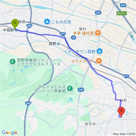 中菰野駅からSTUDIO LIFEへのルートマップ MDATA
