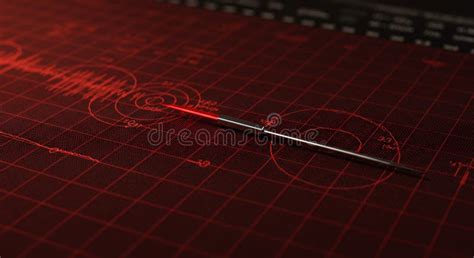 red alert seismic data analysis with precision instrument stock image
