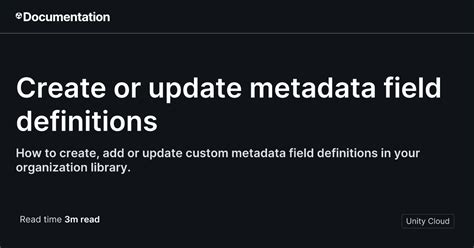 create or update metadata field definitions unity cloud