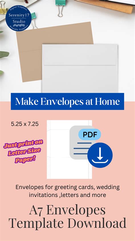 Printable A7 Envelope Template PDF Download Print With Letter Size Paper For Greeting Cards
