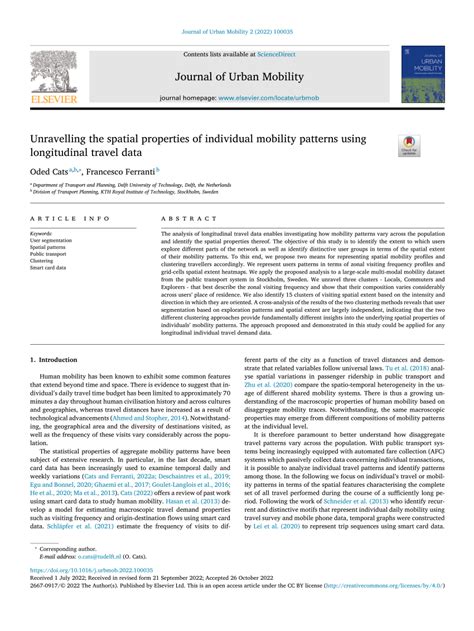 Pdf Unravelling The Spatial Properties Of Individual Mobility Patterns Using Longitudinal
