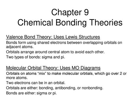 Chapter 9 Chemical Bonding Theories Ppt Download
