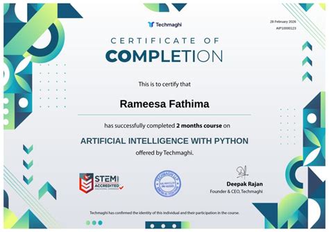 Ai Python Machinelearning Stem Learningjourney Rameesa Fathima