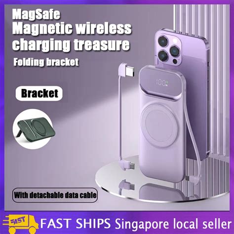 Magnetic Wireless Power Pack Mah Built In Data Line Magnetic Wireless Fast Charging