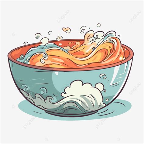 صَحن ملصق Clipart المتجهات الملونة المائية تصميم المحيط في زبدية