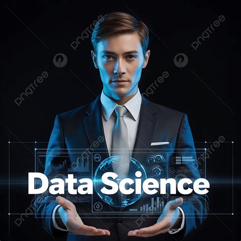 Young Data Scientist Presenting Global Science Background Data Science Big Data Analytics