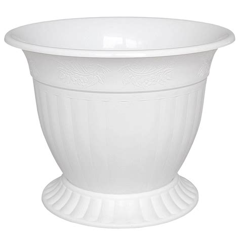 Кашпо для цветов пластмассовое Венеция №4 5л д16см H18см белый Россия