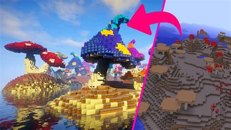 Amazing Mushroom Island Transformation Minecraft Build Timelapse