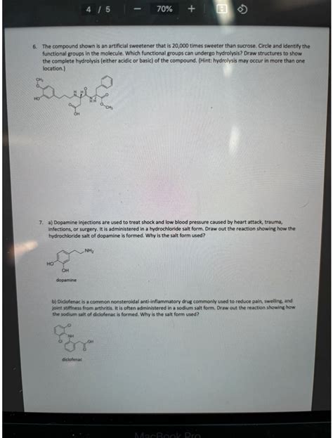 Solved 415 70 6 The Compound Shown Is An Artificial Sweetener That Is 20 000 Times Sweeter