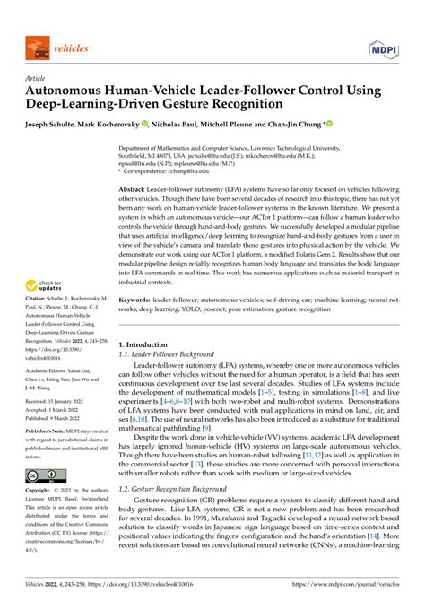 Pdf Autonomous Human Vehicle Leader Follower Control Using Deep