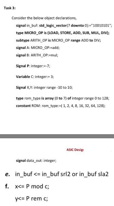 solved task 3 consider the below object declarations