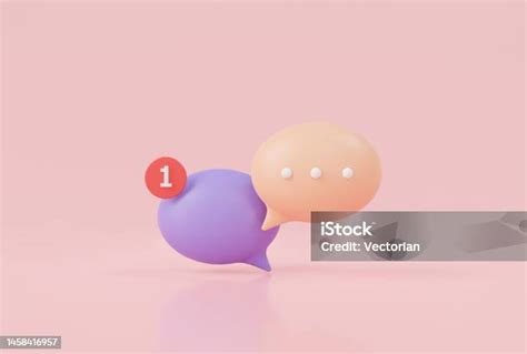 분홍색 배경에 채팅 거품의 3d 아이콘 렌더링 그림 소셜 미디어 메시지의 개념입니다 말풍선 메신저 모양 대화 대화 메신저 채팅 소셜 네트워크 통신 입체 이미지에 대한 스톡
