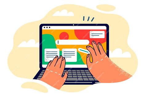 premium vector hands of designer creating new website or software using drag and drop