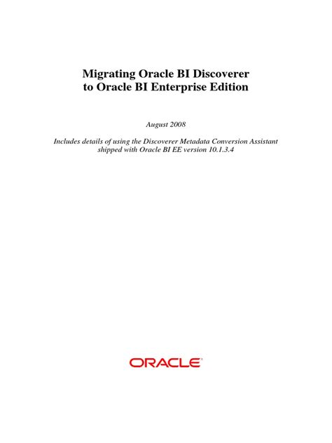 Discoverer Metadata Conversion Assistant Pdf Metadata Oracle Database