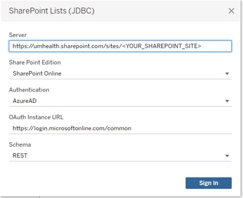 Tableau Connecting To Sharepoint Lists Knowledge Portal