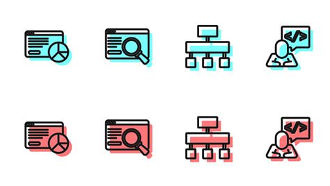 라인 사이트 맵 웹사이트 통계 Ui 또는 Ux 디자인 및 프런트 엔드 개발 아이콘을 설정합니다 벡터 Crash Site에 대한 스톡 벡터 아트 및 기타 이미지 Istock
