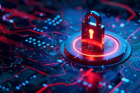 Padlock On Mainboard Computer Internet Information Privacy Network Security Data Protection