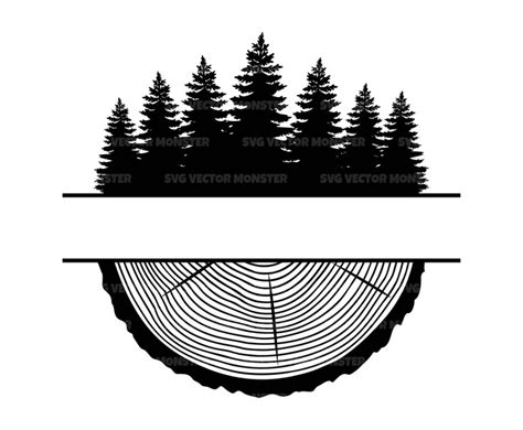 Tree Trunk Slice Monogram Svg Forest Svg Tree Cookie Svg Cross Cut Tree Svg Vector Cut File
