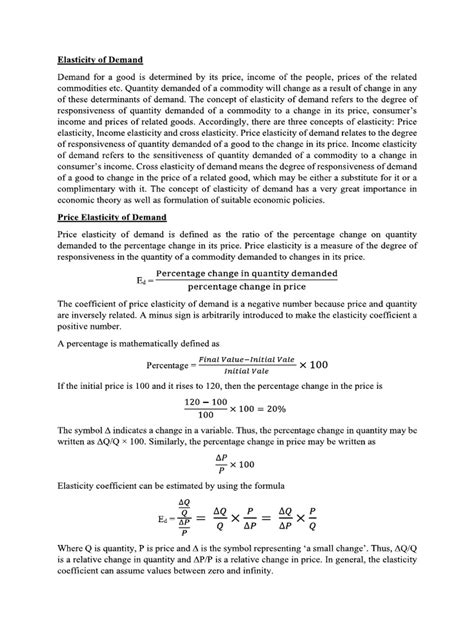 Elasticity Of Demand Price Elasticity Degrees Of Price Elasticity