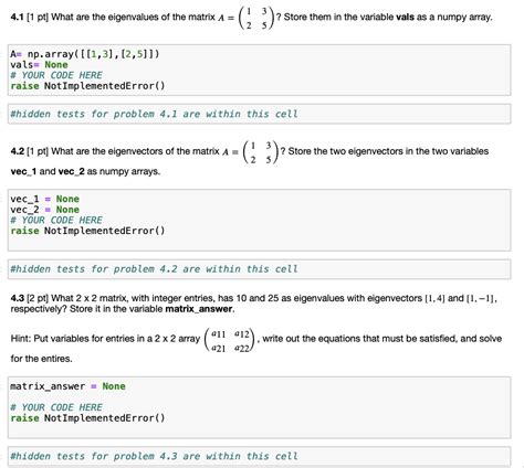 Solved 41 1 Pt What Are The Eigenvalues Of The Matrix