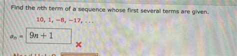 solved find the nth term of a sequence whose first several