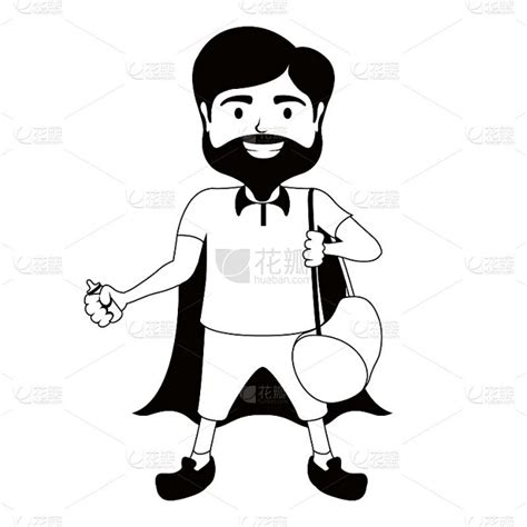 Monochrome Character Of A Super Dad素材 花瓣网