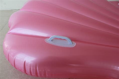 White Inflatable Shell Pool Float Aqua Lounger Swim Ring With Handle