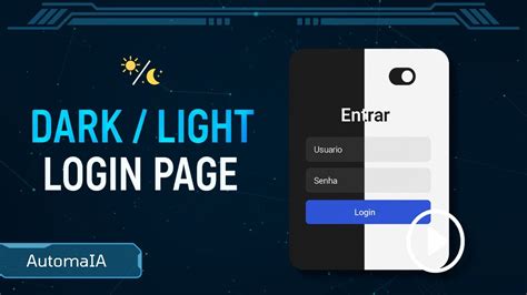 Modern Login Page With Darklight Mode Pure Html Css And Javascript Youtube