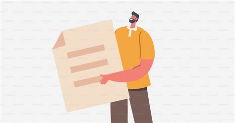 흰색 배경에 분리된 파일이 있는 남성 캐릭터 관리자 사무원 사무원 자신감 있는 문서 정보 데이터 종이 시트를 가진 사업가 만화 벡터 일러스트레이션 사진