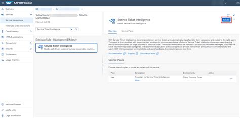 Use Free Tier To Create A Service Instance For Service Ticket