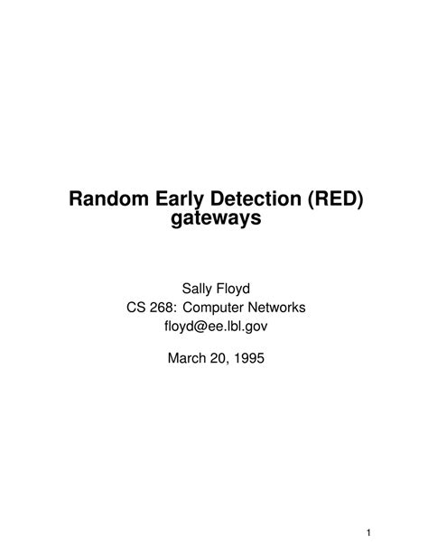 Pdf Random Early Detection Red Gateways