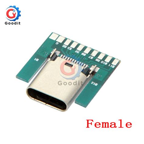 Usb Type C Connector Pins Male Female Socket Receptacle Adapter To Solder Wire Cable