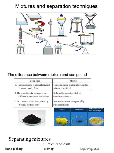 Mixtures And Separation Techniques Pdf Solubility Mixture