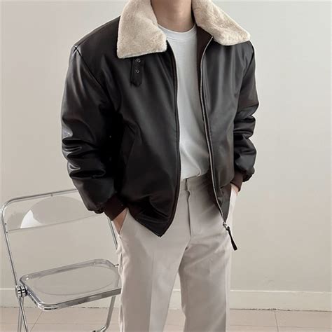 도보크 6온스 퍼 카라 남자 가죽 레더 무스탕